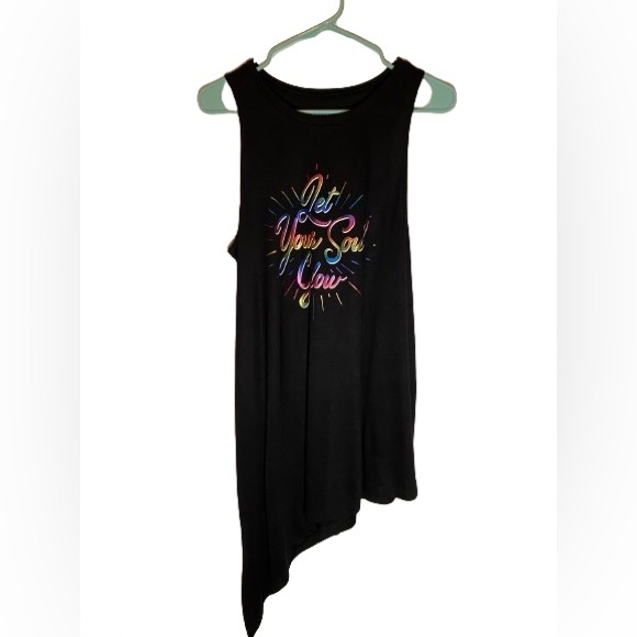 torrid | Tops | Nwt Torrid Soul Glow Rainbow Foil Black Asymmetrical ...